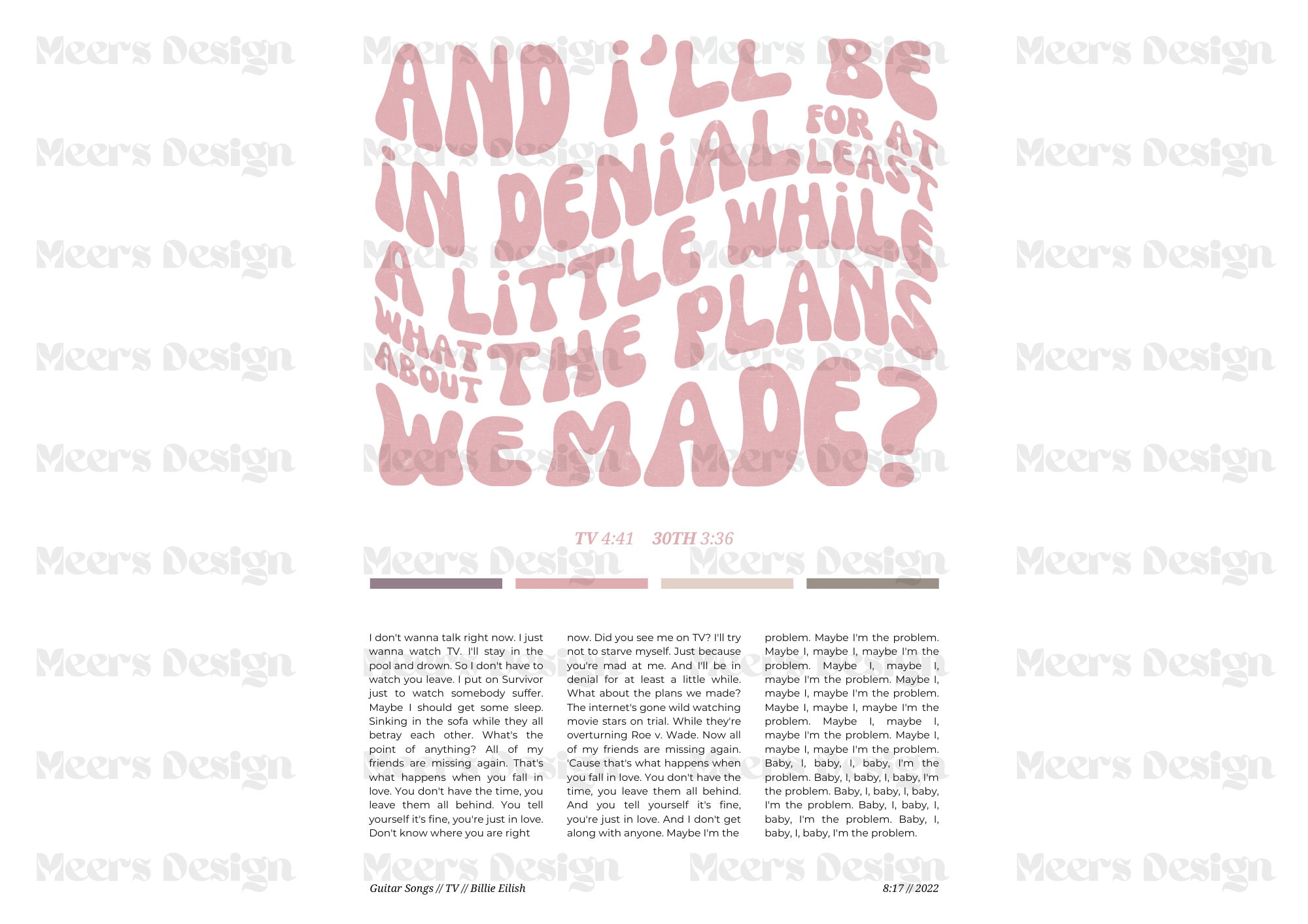 Billie Eilish Album Poster, TV Lyrics, Guitar Songs Album, Music Poster ...