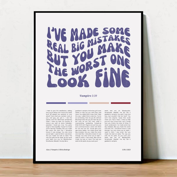 Guts Lyrics - Etsy