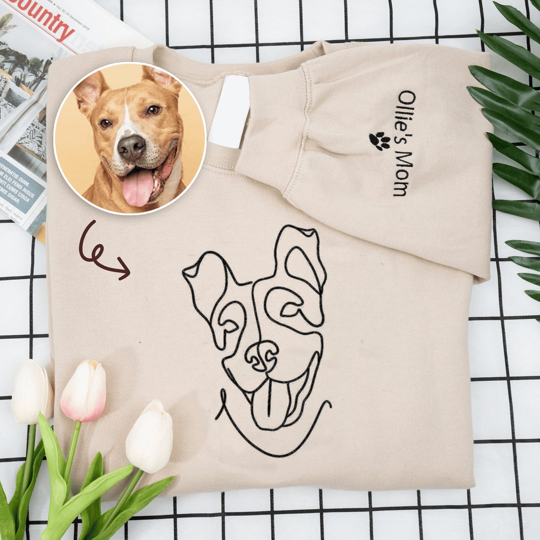 Custom Embroidered Dog Hoodie,personalised One-line Pet Sweatshirt,dog ...