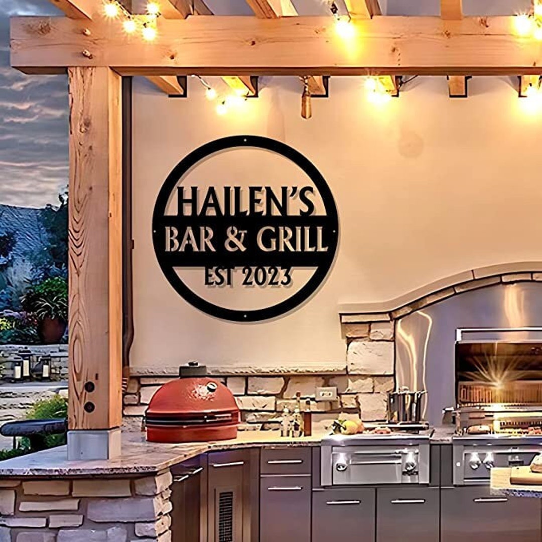 Personalized BBQ Sign With Led Lights, Kitchen Decor, Custom BBQ Metal ...