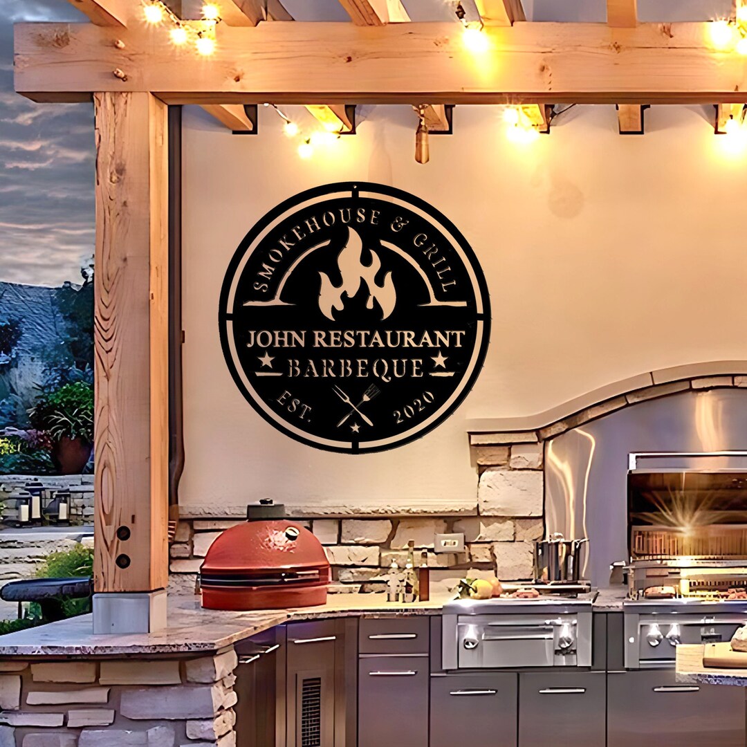 Personalized Name-year Restaurant Barbeque Sign With Led, Custom ...