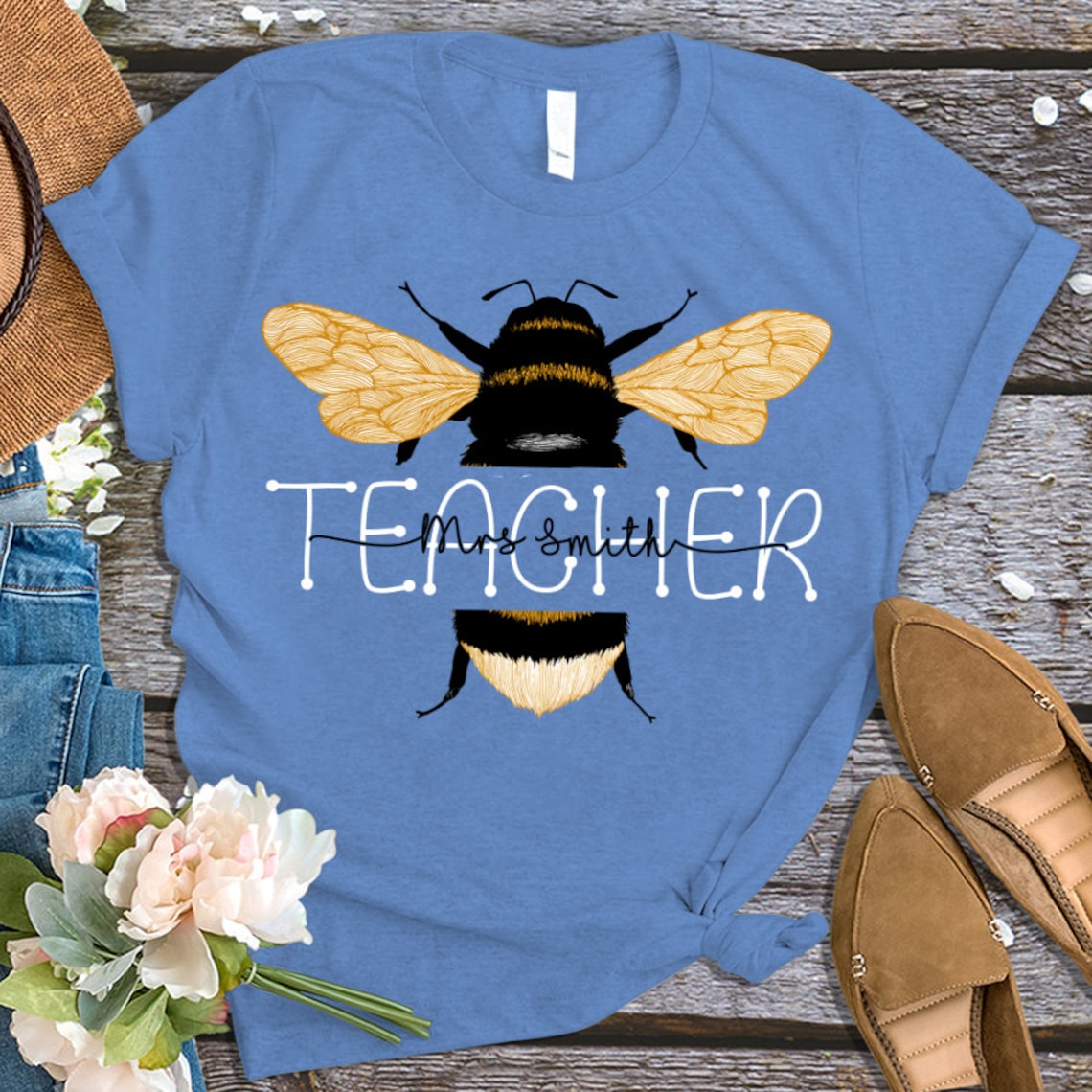 Personalized Teacher Bee Shirt Custom Title Bee Teacher - Etsy