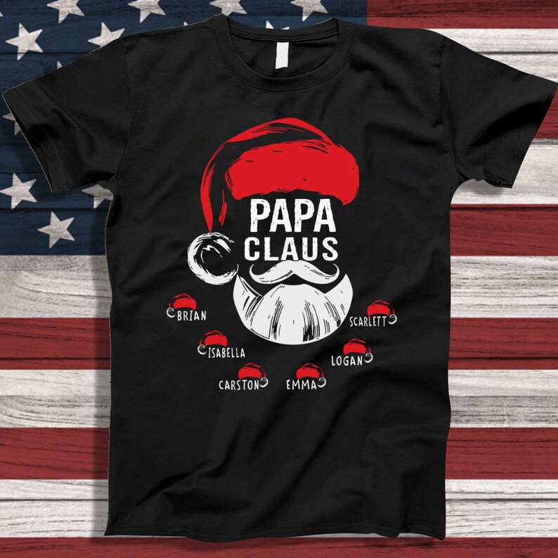 Personalized Christmas Papa Shirt Custom Name Papa Grandpa - Etsy