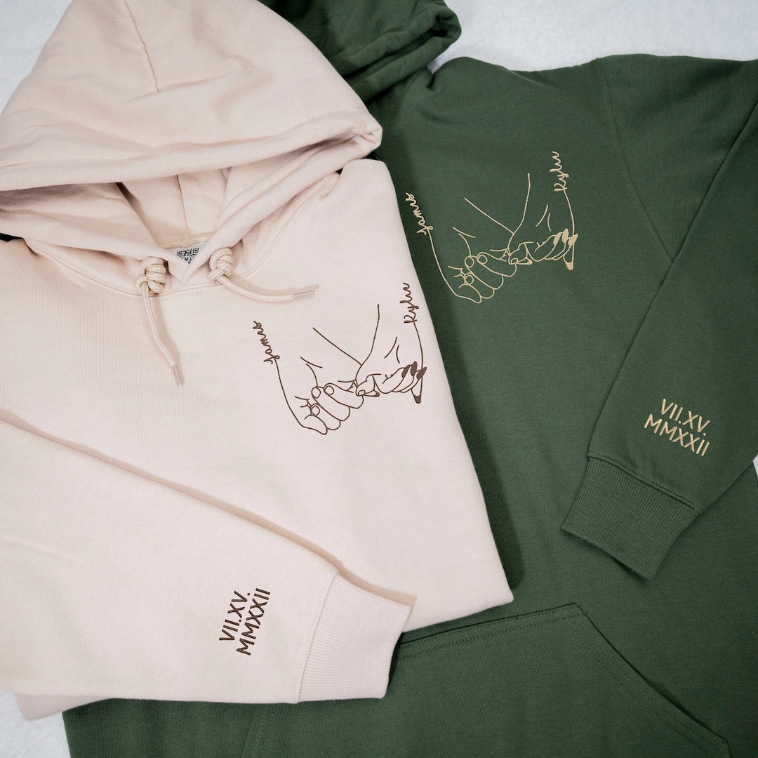 Custom Embroidered Couple Hoodie Personalized Couple Hoodie Custom