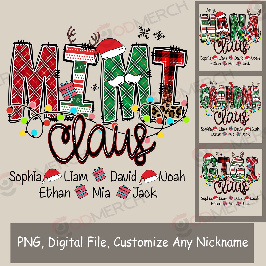 Personalized Mimi Claus Christmas Sublimation PNG Download - Etsy