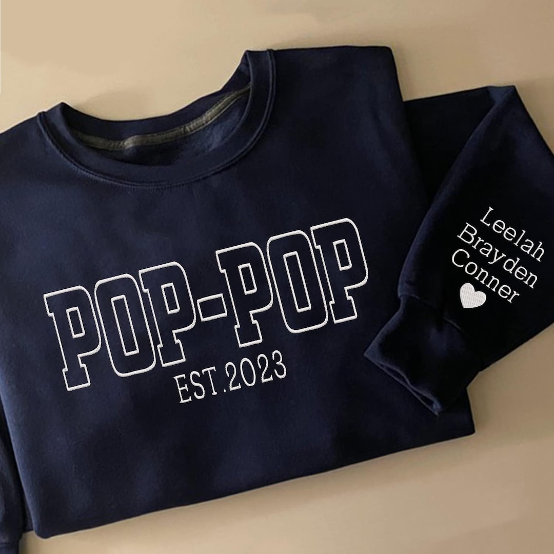 Custom Embroidered Poppop Sweatshirt, Personalized Poppop Hoodie With ...