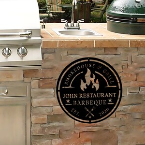 Personalized Name-year Restaurant Barbeque Sign With Led, Custom ...