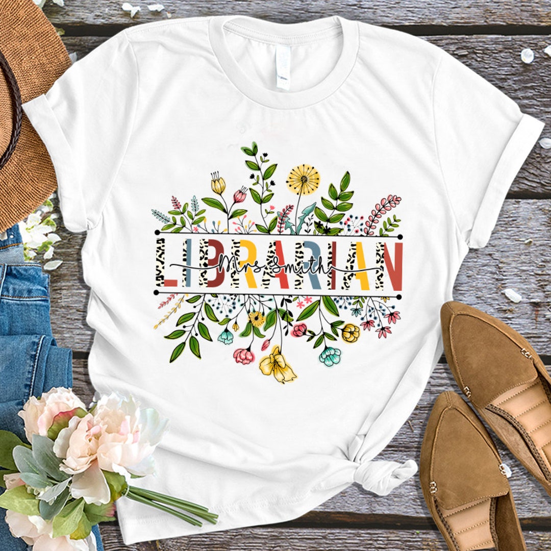 Personalized School Librarian T Shirt, Custom Leopard School Librarian ...
