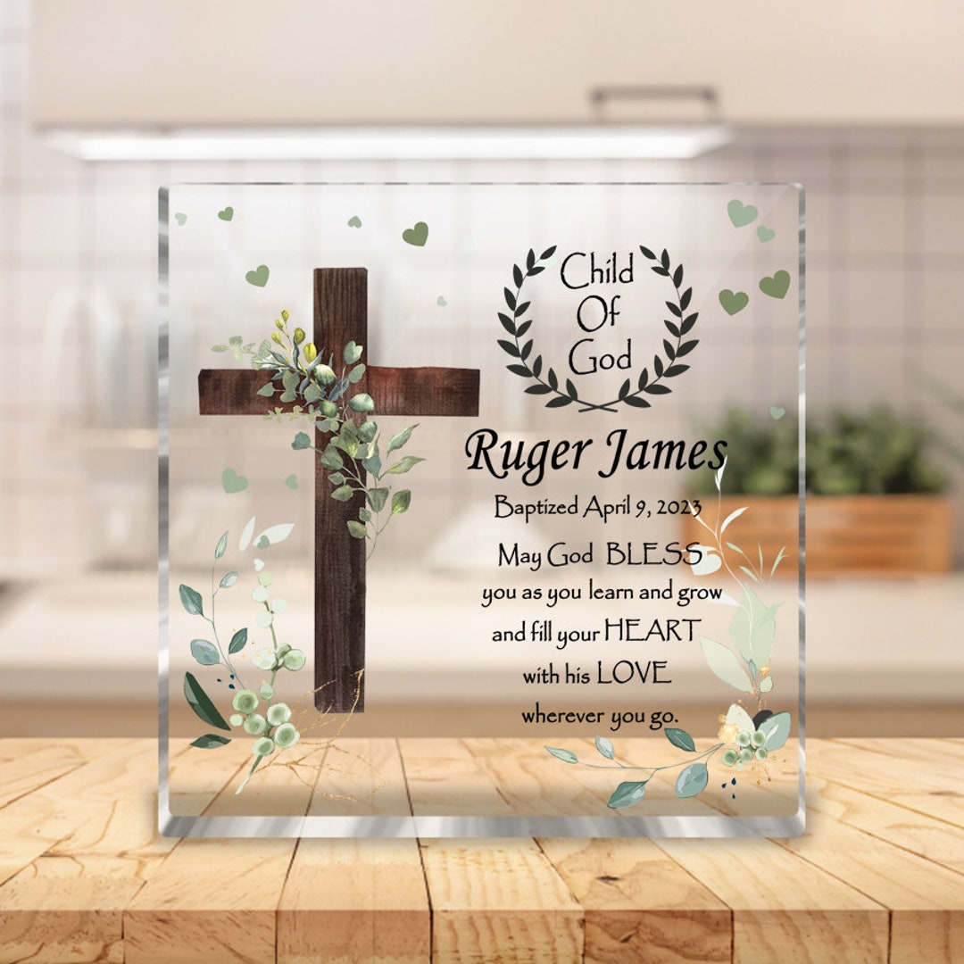 Custom Name Acrylic Plaque Cross and Flower Christian Gifts for Son ...
