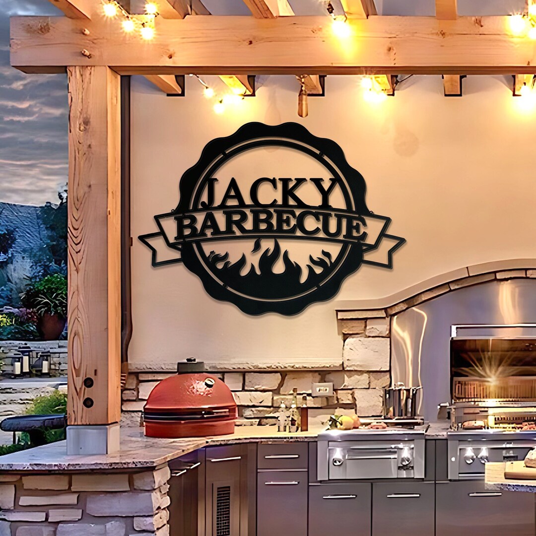 Personalized Name BBQ Metal Sign With Led Lights, Custom Barbecue Sign ...