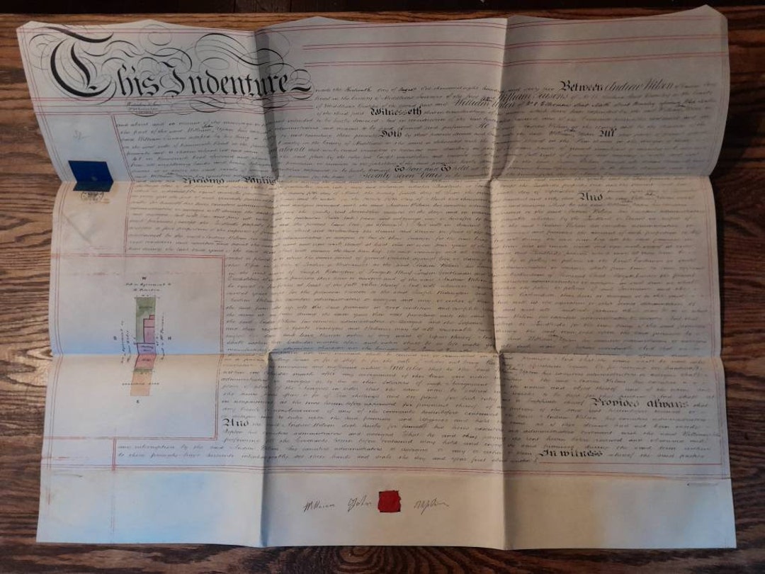 Victorian Indenture, Antique Beautifully Hand Written Contract on ...