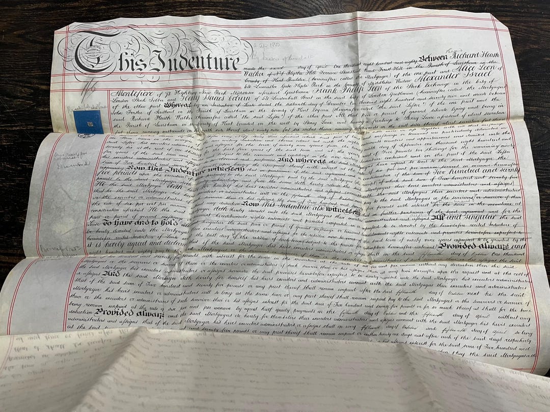 Antique Handwritten Indenture 2nd April 1880 Deed on Vellum – Legal ...