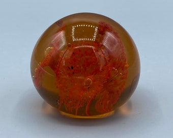 Ruby Red & Clear Paperweight/budvase 4" Wide Controlled Bubble Murano ...