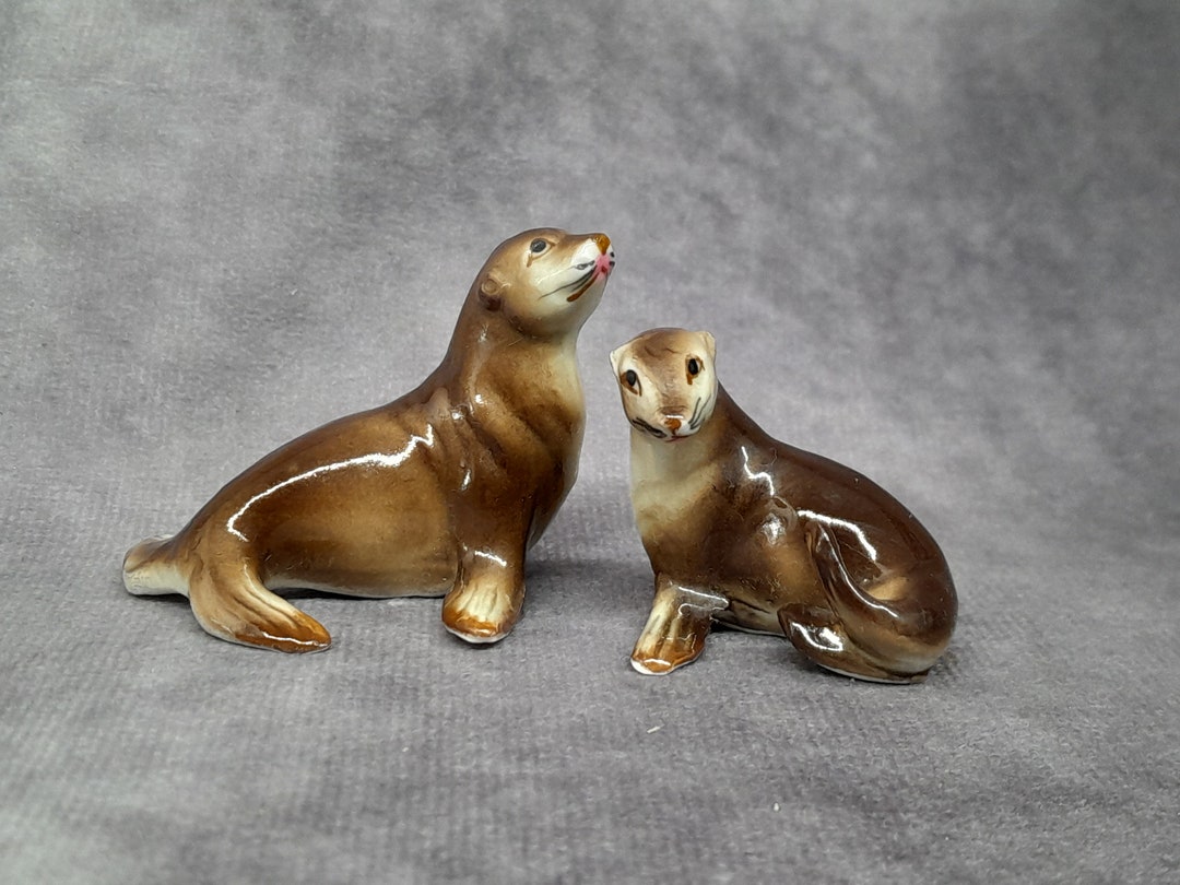 Miniature Pair of Seal Figures, Vintage Porcelain Seal Figurines - Etsy