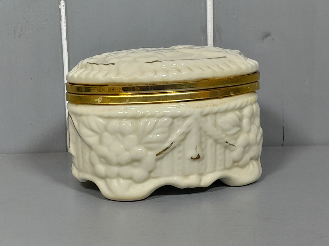 Ceramic Trinket Pot With Hinged Lid, White - Etsy