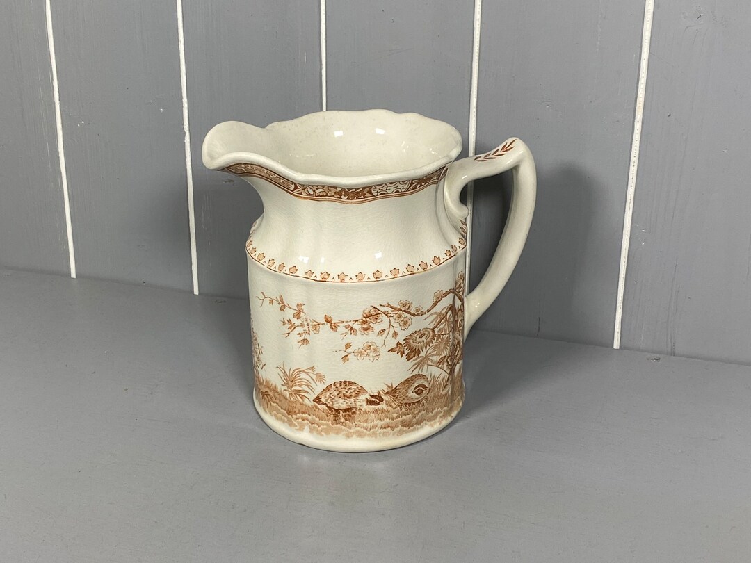 Furnivals Quail Brown & White China Jug. 15.5cm - Etsy