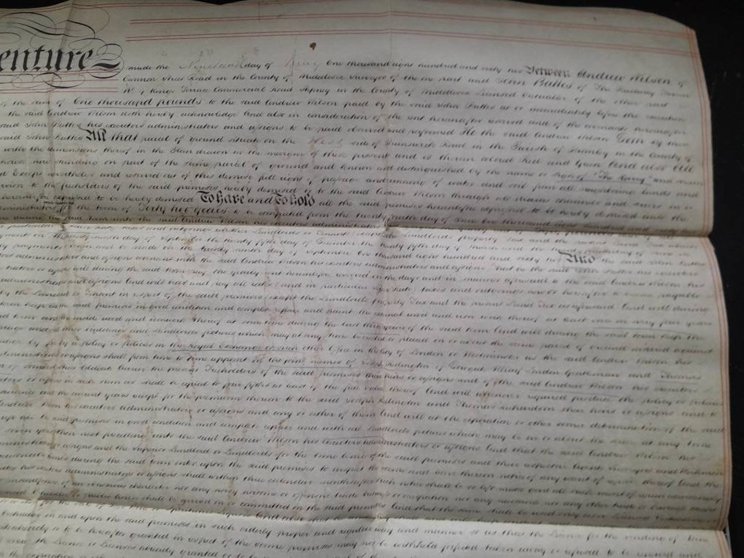 Victorian Indenture, Antique Beautifully Hand Written Contract on ...