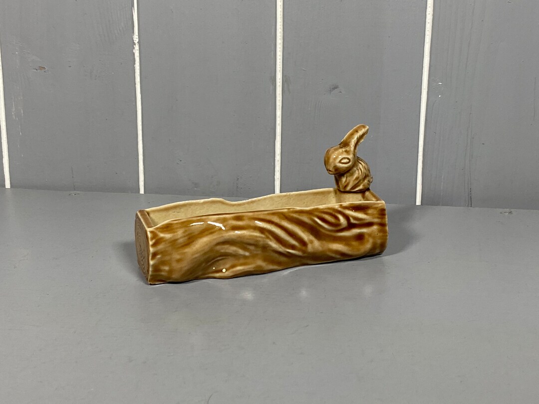 Brown Rabbit on a Log Ceramic Dish Wade Posey Vase England 12.2cm - Etsy UK
