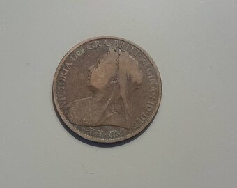 1900 Queen Victoria One Penny Coin - Etsy