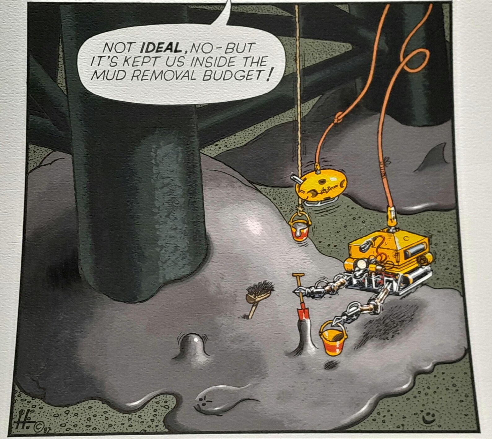 Wilf Hardy Original Cartoon Artwork – Humorous Robot Mud Removal Scene ...