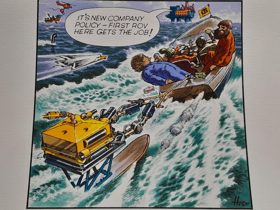 Wilf Hardy Original Cartoon Artwork – Humorous Speedboat Robot Scene ...