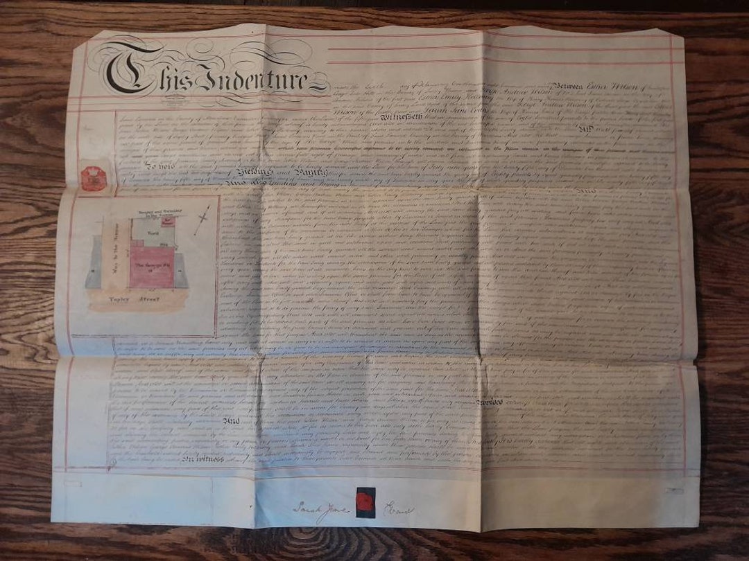 Victorian Indenture, Antique Beautifully Hand Written Contract on ...