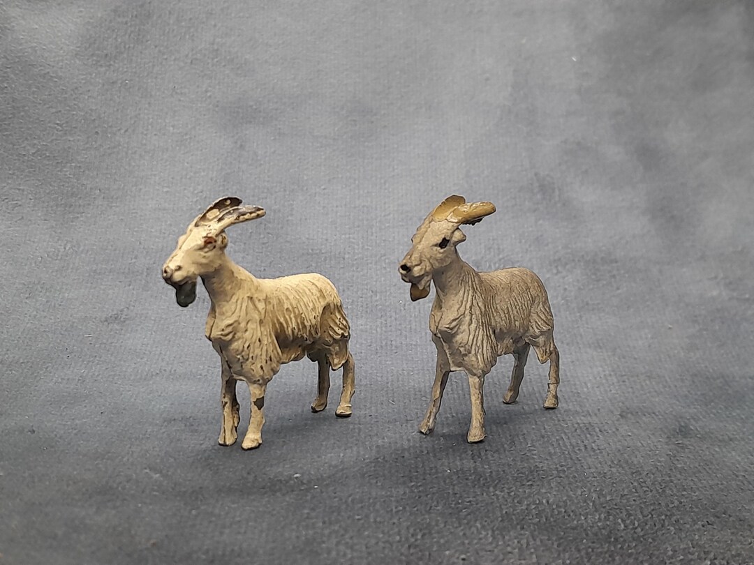 Vintage Pair of Miniature Goat Figurines, Metal Farm Animal Miniatures ...