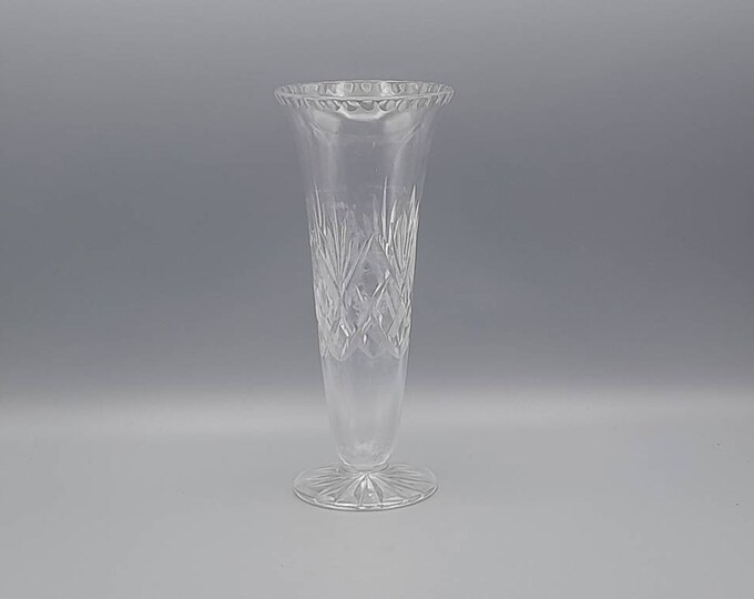 Long Stem Crystal Vase, Cut Glass, 21.1cm Tall - Etsy UK