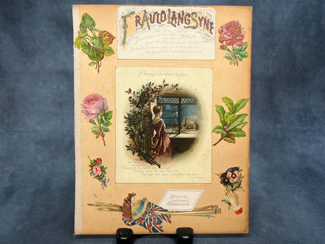 Antique Victorian Scrapbook Page – Double Sided Ephemera Collage Sheet ...