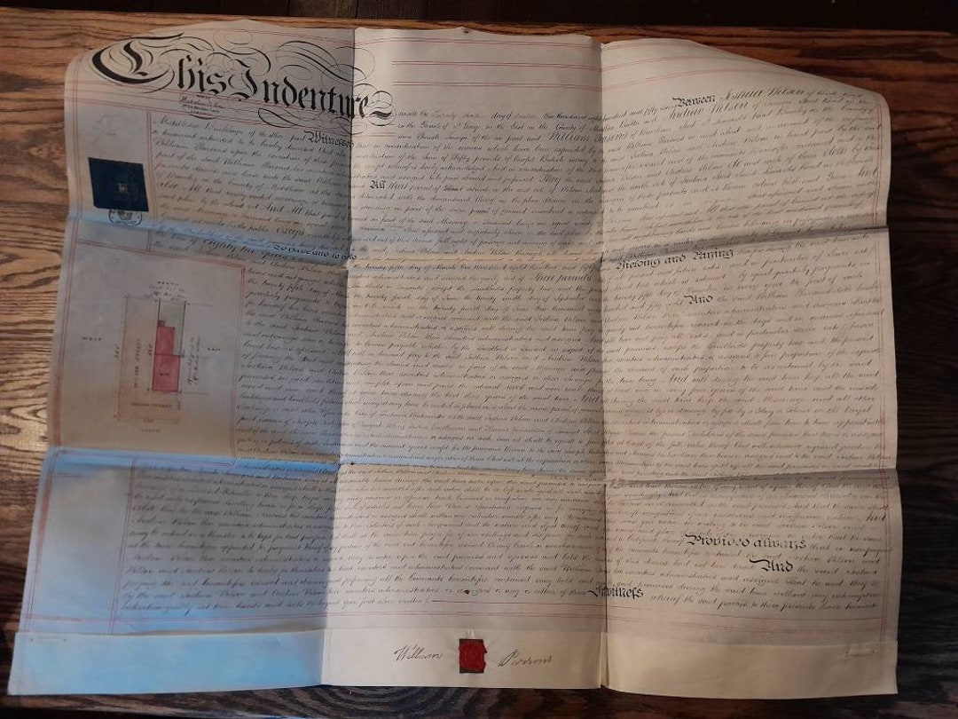 Victorian Indenture, Antique Beautifully Hand Written Contract on ...