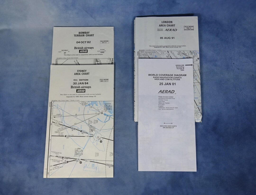 Four Aviation Charts 1982, 1984, 1991 and 2001 - Etsy