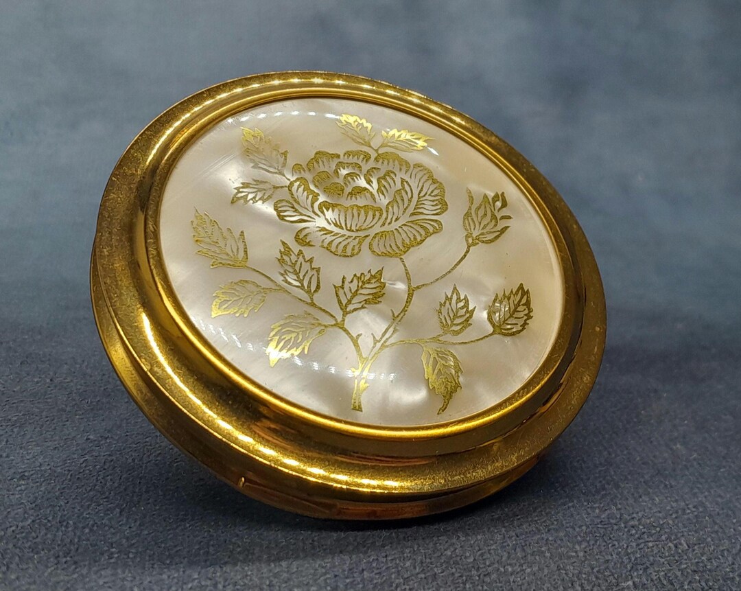 Vintage Compact Mirror | Gold Mirror Powder Case | Rose Design | Retro ...