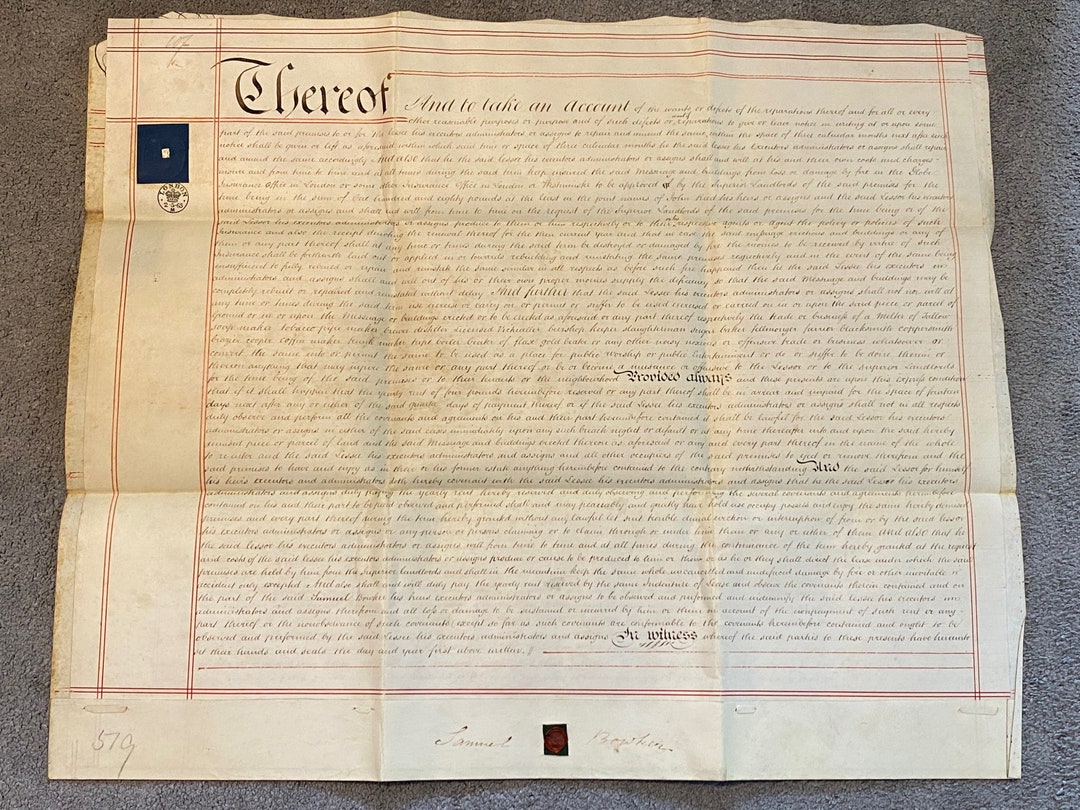 Victorian Indenture, Antique Beautifully Hand Written Contract on ...