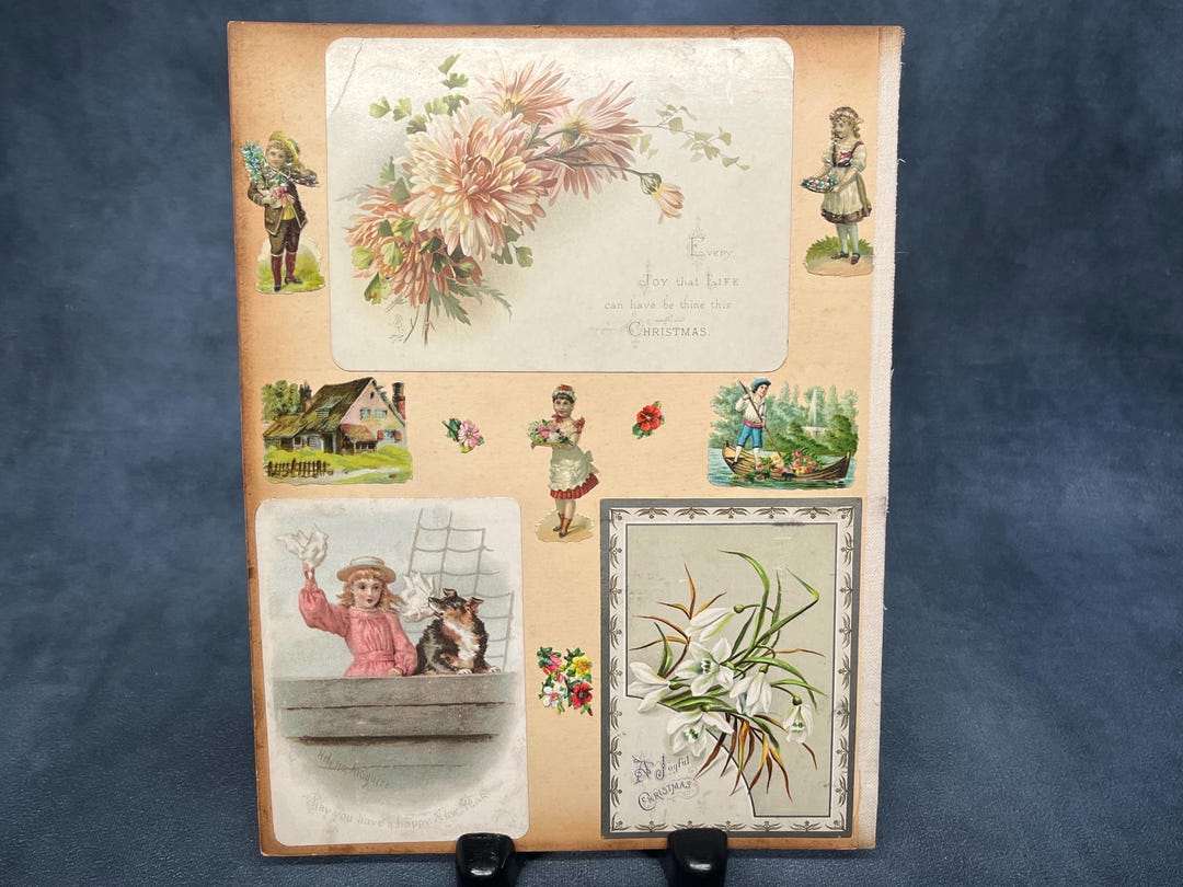 Antique Victorian Scrapbook Page – Double Sided Ephemera Collage Sheet ...