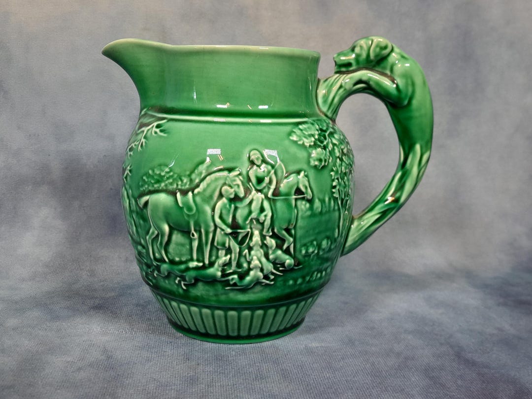 Wedgwood Jug, Etruria & Barlaston Hound Handle Jug, Vintage Green Jug ...