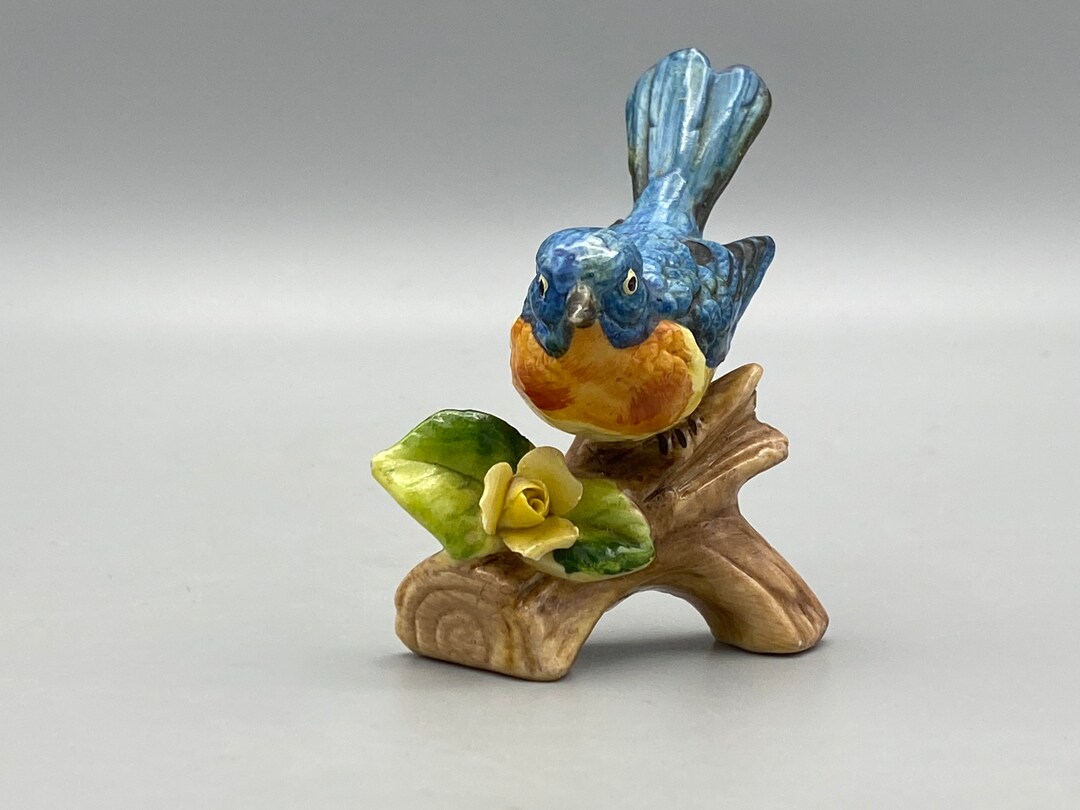 Decorative Ceramic Bird Figure, Tree Stump Flower. - Etsy