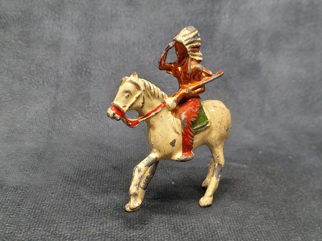 Vintage Native American Indian Metal Toy Soldier / Warrior Chief Native ...