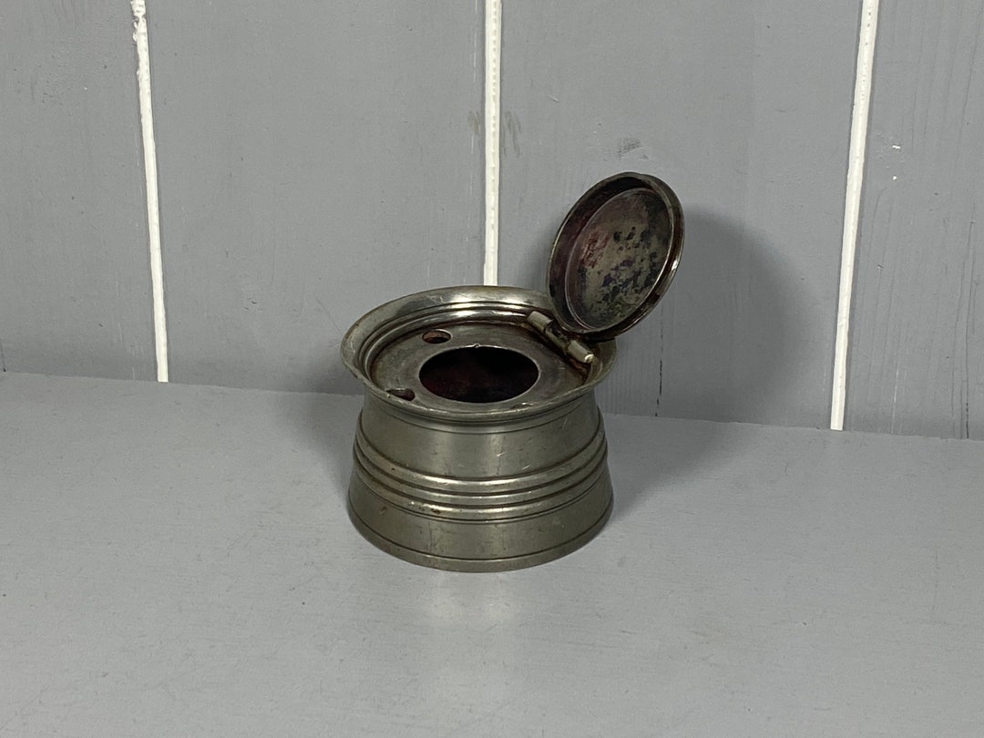Victorian Pewter, Capstan Lidded Ink Well - Etsy