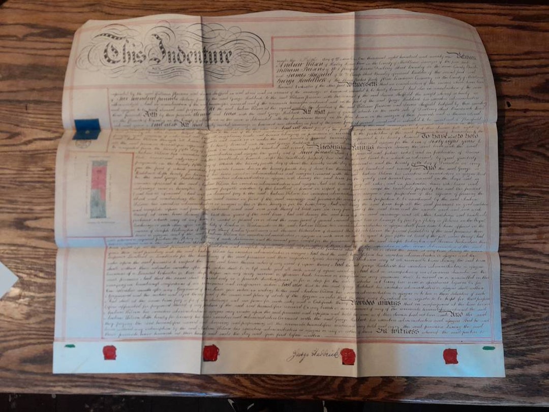 Victorian Indenture, Antique Beautifully Hand Written Contract on ...