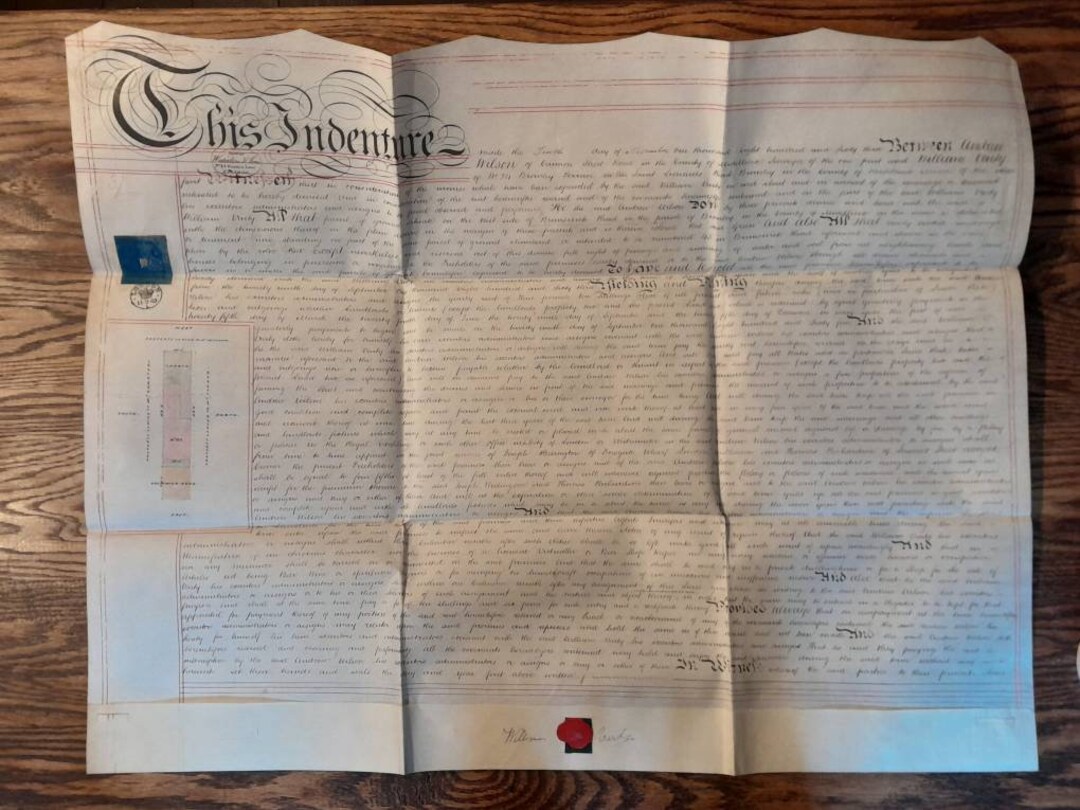 Victorian Indenture, Antique Beautifully Hand Written Contract on ...