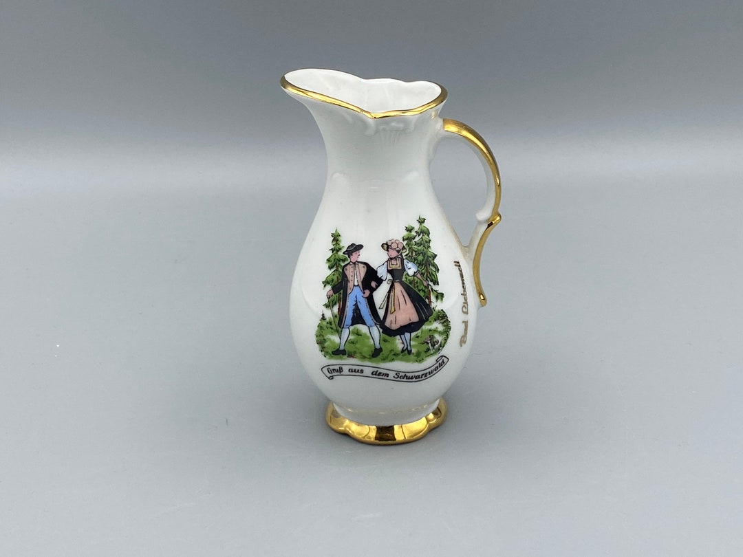 Vintage German Ceramic Creamer. Gold Gilded Details, Miniature - Etsy