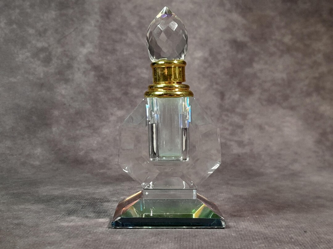 Vintage Crystal Perfume Bottle With Applicator Lid, Colourful Crystal ...