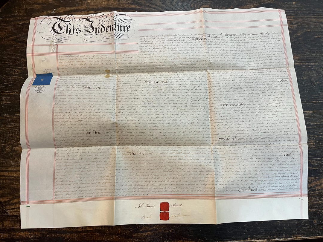 Antique Handwritten Indenture 31st December 1873 Deed on Vellum – Legal ...