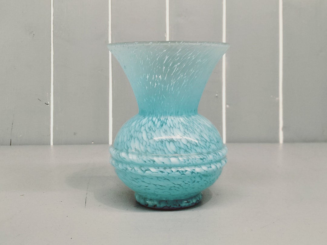 Art Deco Blue Glass Vase, Vintage Glass Vase 13.5cm - Etsy