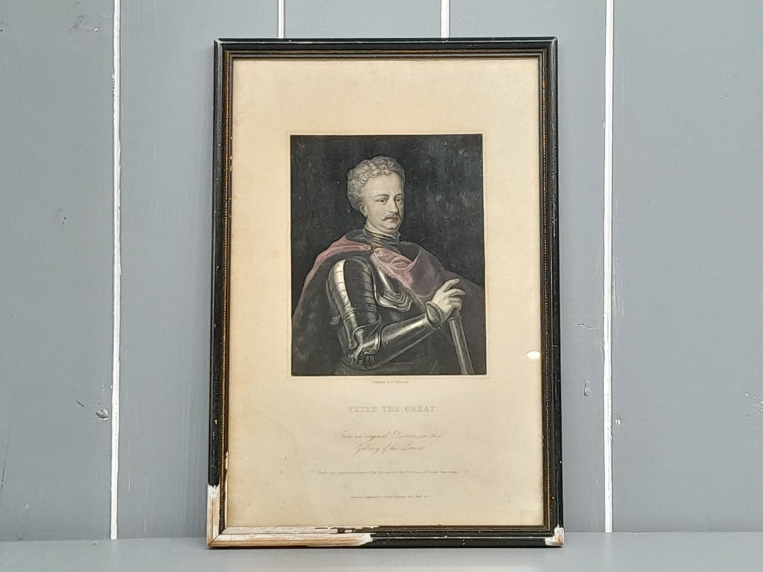 Antique Hand Coloured Engraving - Engraving Peter the Great - Etsy