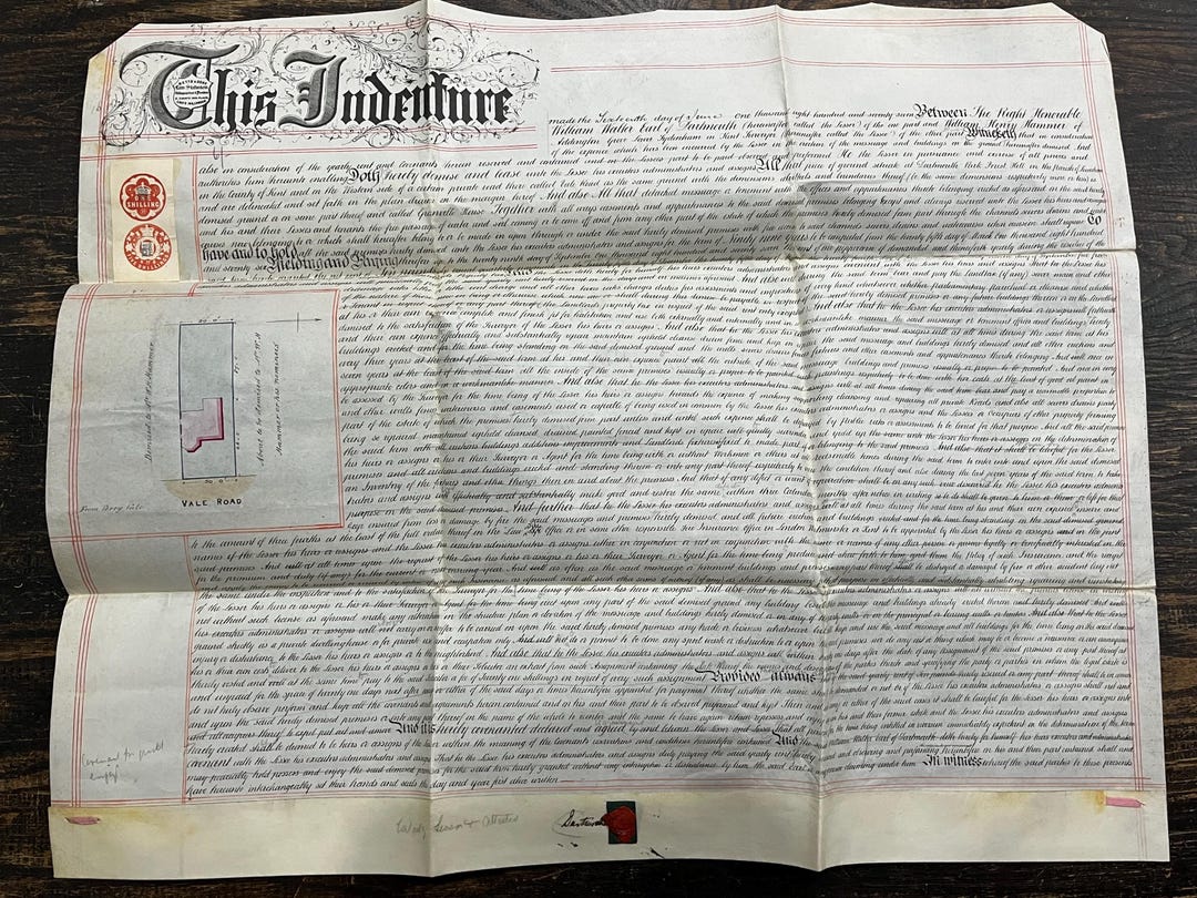 Antique Handwritten Indenture 16th June 1877 Deed on Vellum or ...