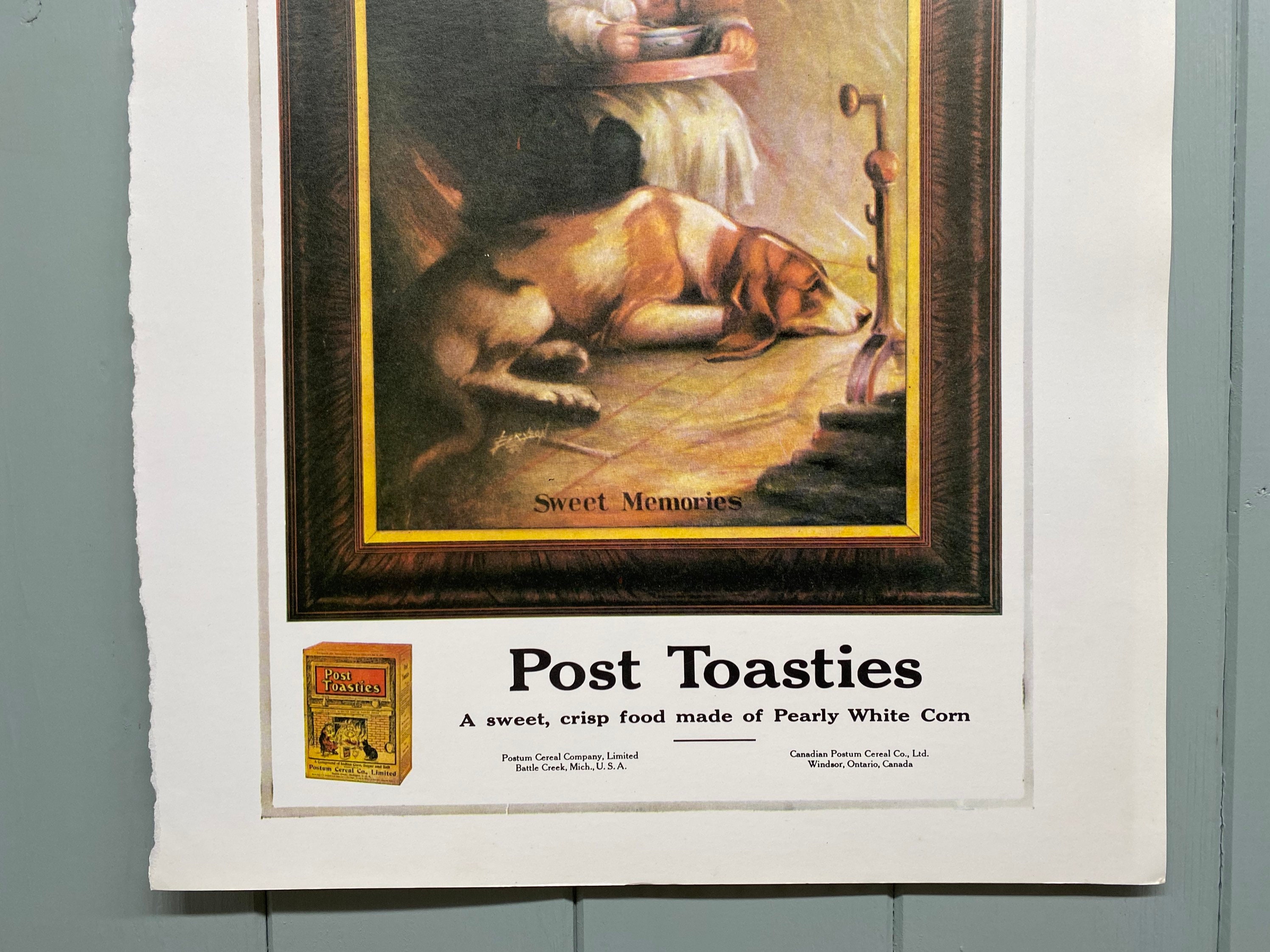 Vintage Post Toasties, Postum Ceral Company Reproduktion Werbung Druck ...