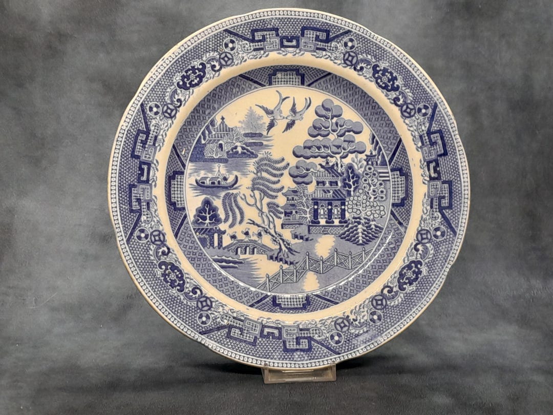 Antique Willow Pattern Dinner Plate 26.4cm Early 19th Century Pottery ...