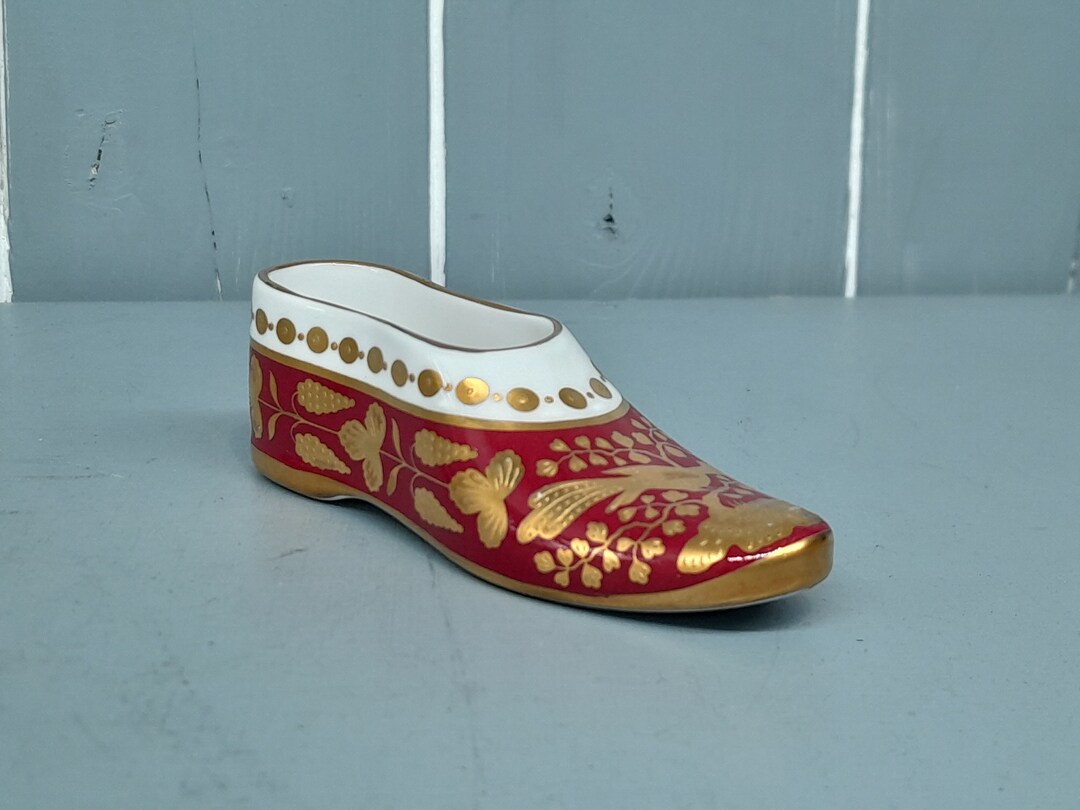 Spode Miniature Ceramic Ornamental Red Shoe / Slipper, Display Shoe ...