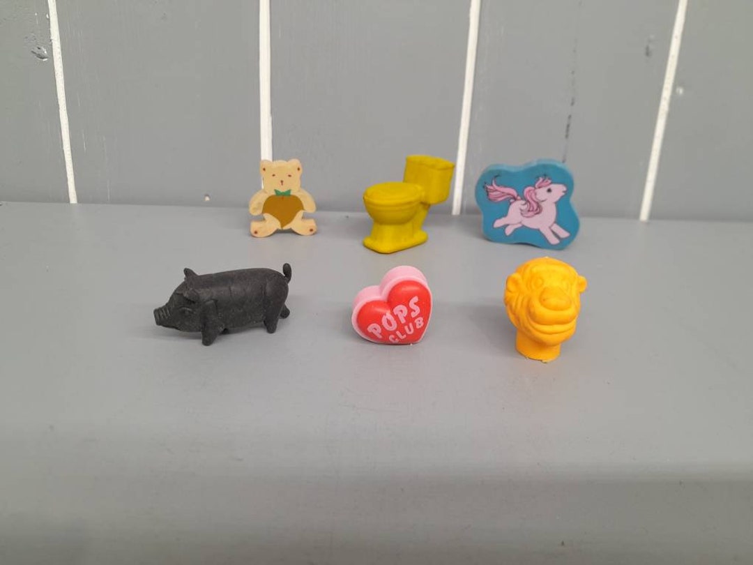Collection of 6 Vintage Retro Novelty Erasers / Rubbers 80's 90's - Etsy